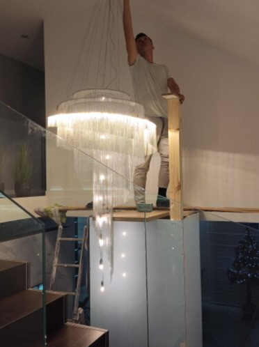 Toudon | Outstanding Silver/Gold Long Chain Chandelier | Mirodemi