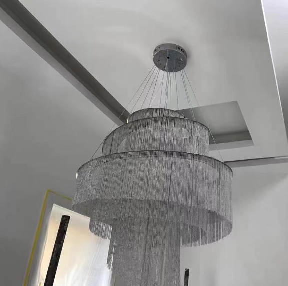Toudon | Outstanding Silver/Gold Long Chain Chandelier | Mirodemi