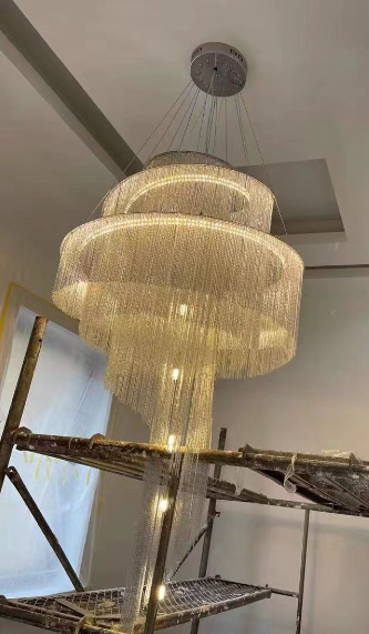 Toudon | Outstanding Silver/Gold Long Chain Chandelier | Mirodemi