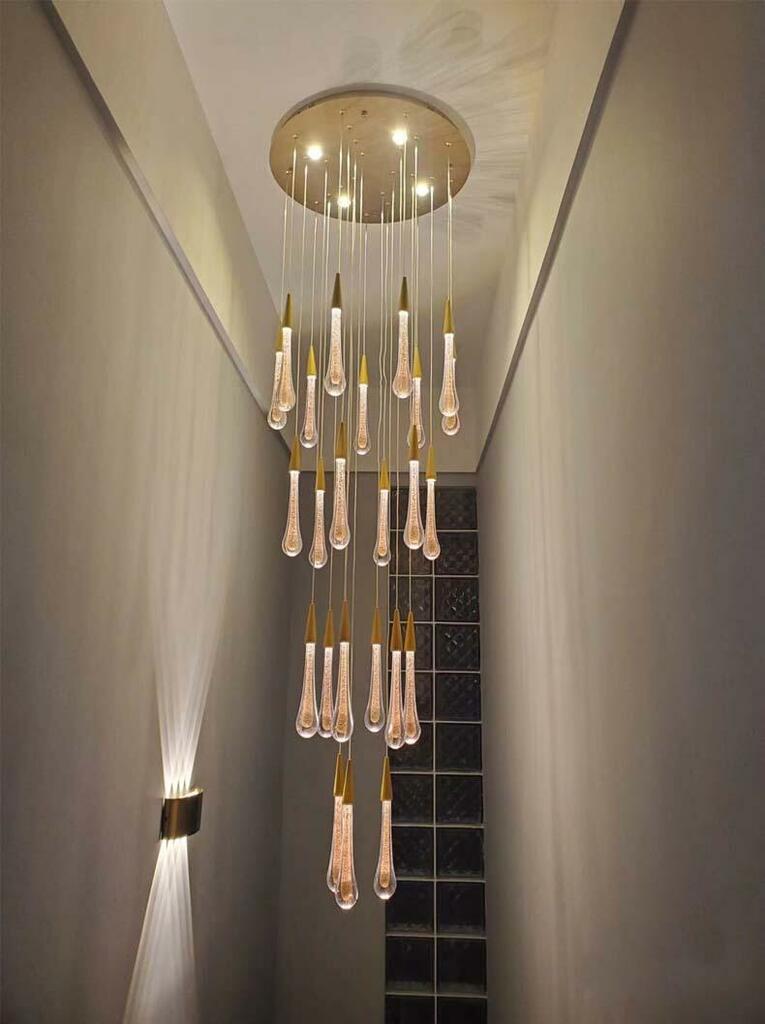 Long crystal lamp for living room, staircase, stairwell — Mirodemi