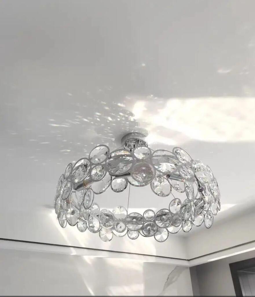 Chrome round crystal light for living room, dining room – Mirodemi