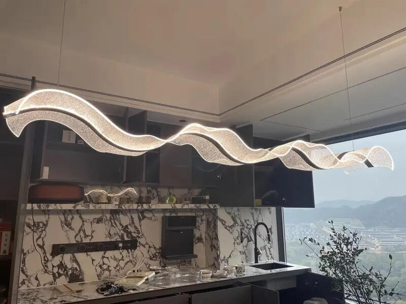 MIRODEMI Modern Wave-Designed Acrylic Led Gold Chandelier – Mirodemi