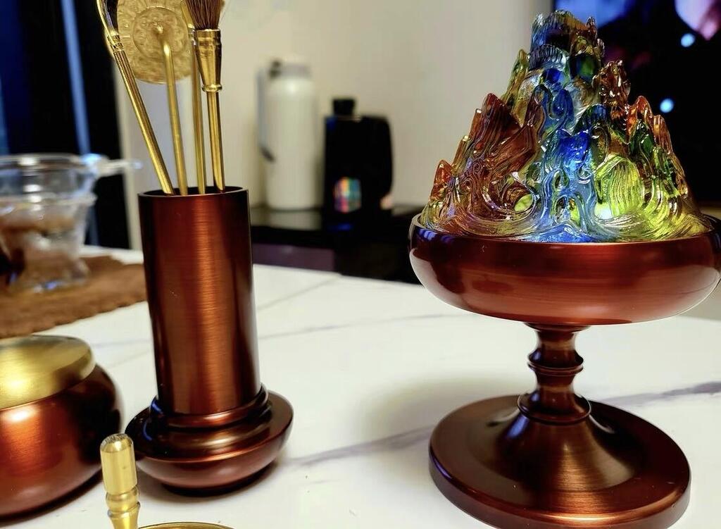 Colorful Glazed Pure Copper BoShan Incense Burner - NewZen