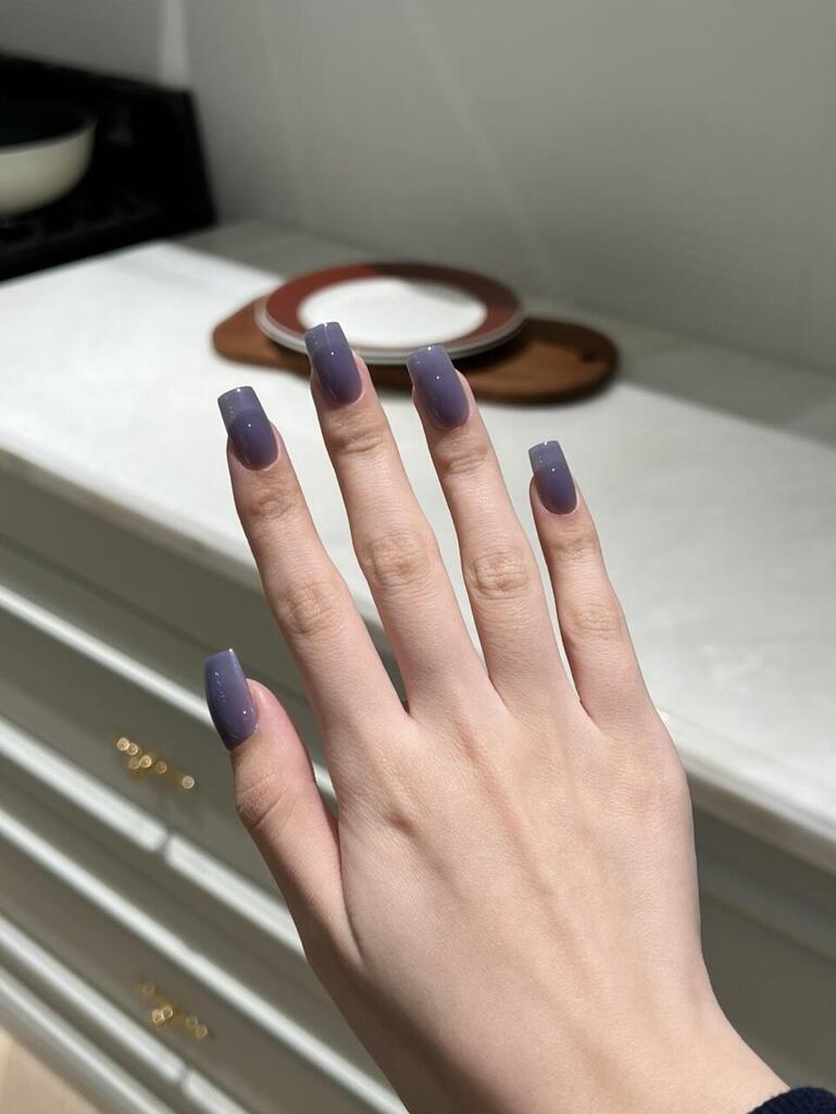 Phantom – Solid Blue Short Square Press-On Nails – Vsalon