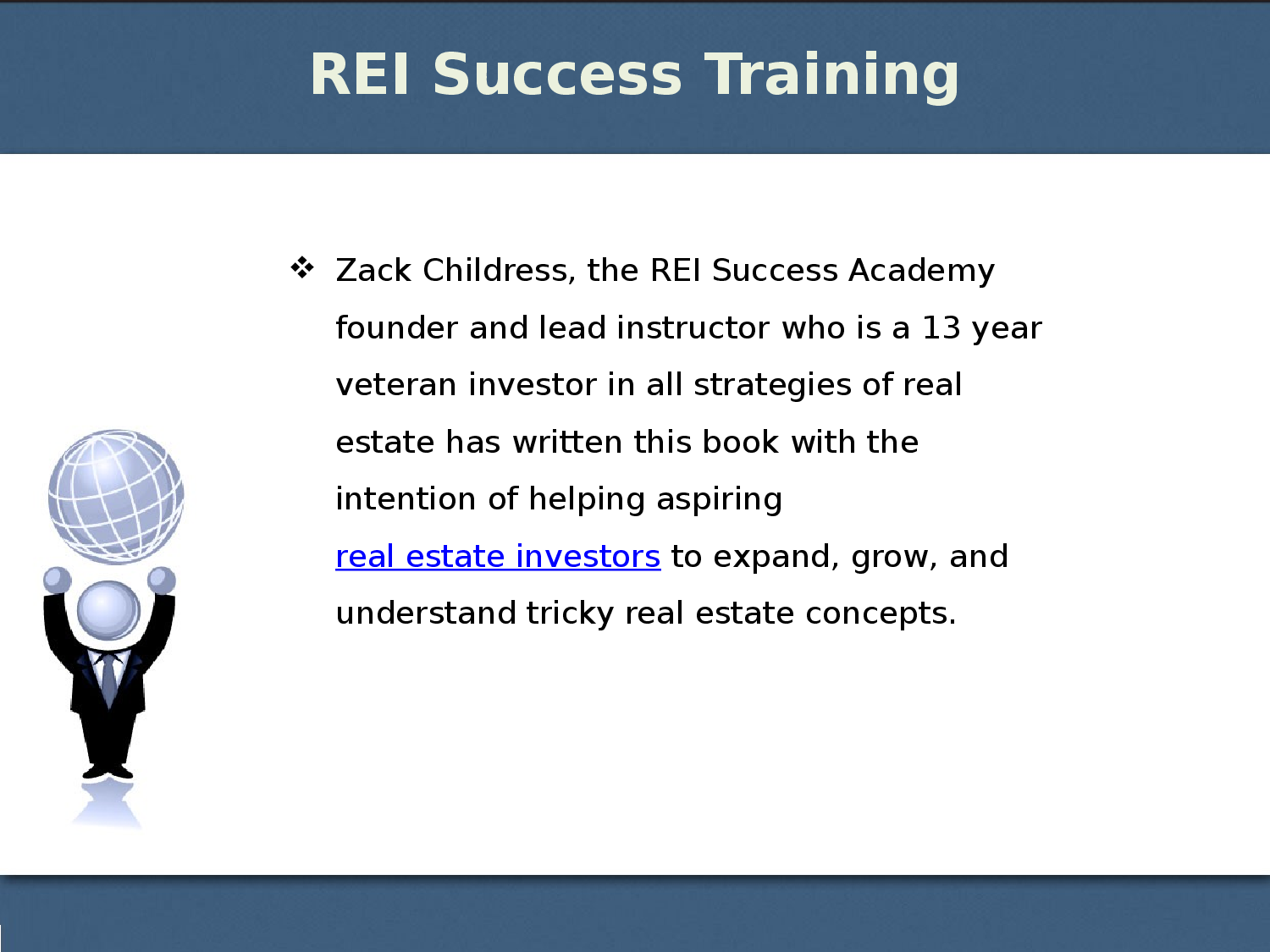Introducing the REI Success Training Book by Zack Childress
