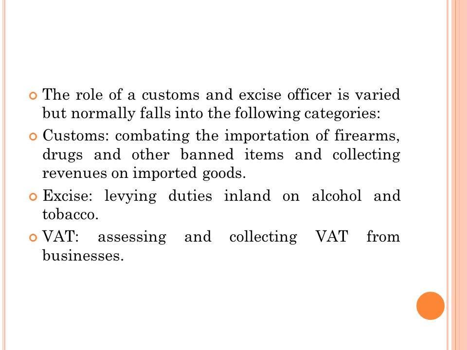 Massimo Giuseppe de Caro prado - Customs Officer - Job Description