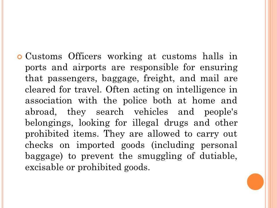 Massimo Giuseppe de Caro prado - Customs Officer - Job Description