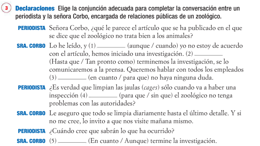 Subjuntivo en cláusulas adverbiales