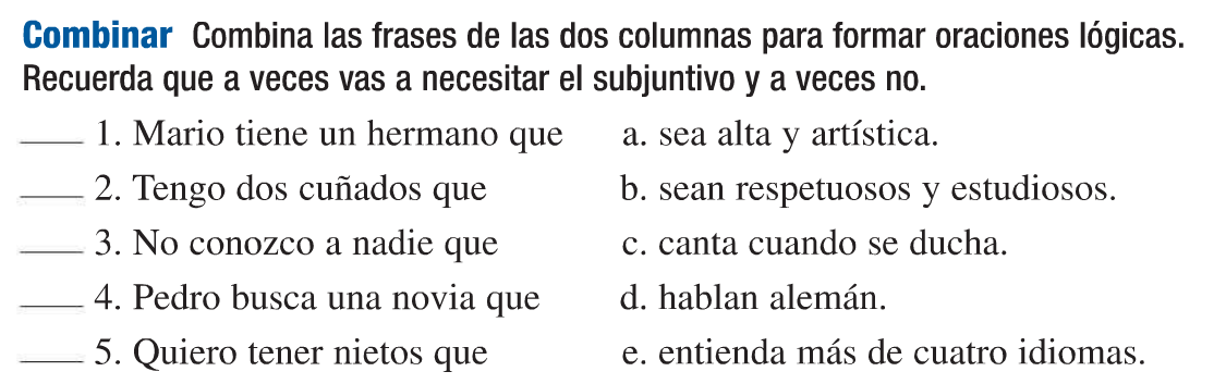 subjuntivo clausulas adjetivas