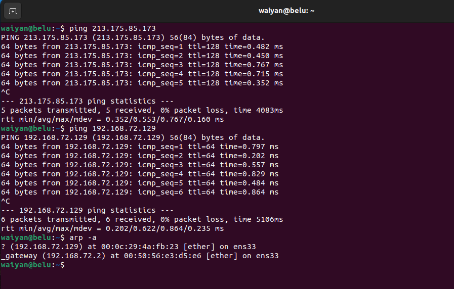 Ping,ARP and Tracert