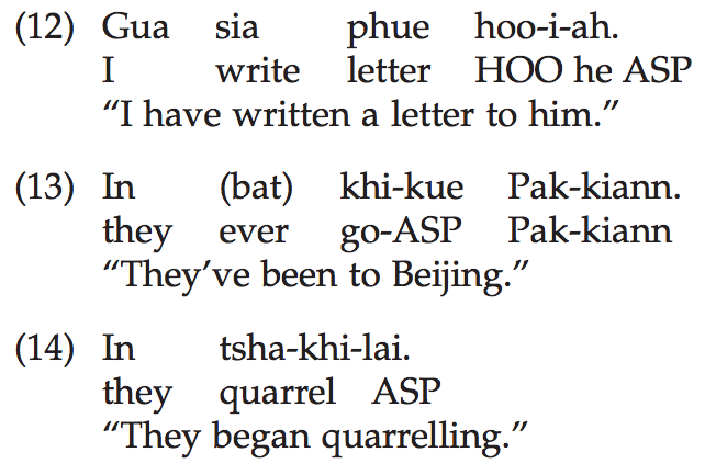 Taiwanese Hokkien/Southern Min