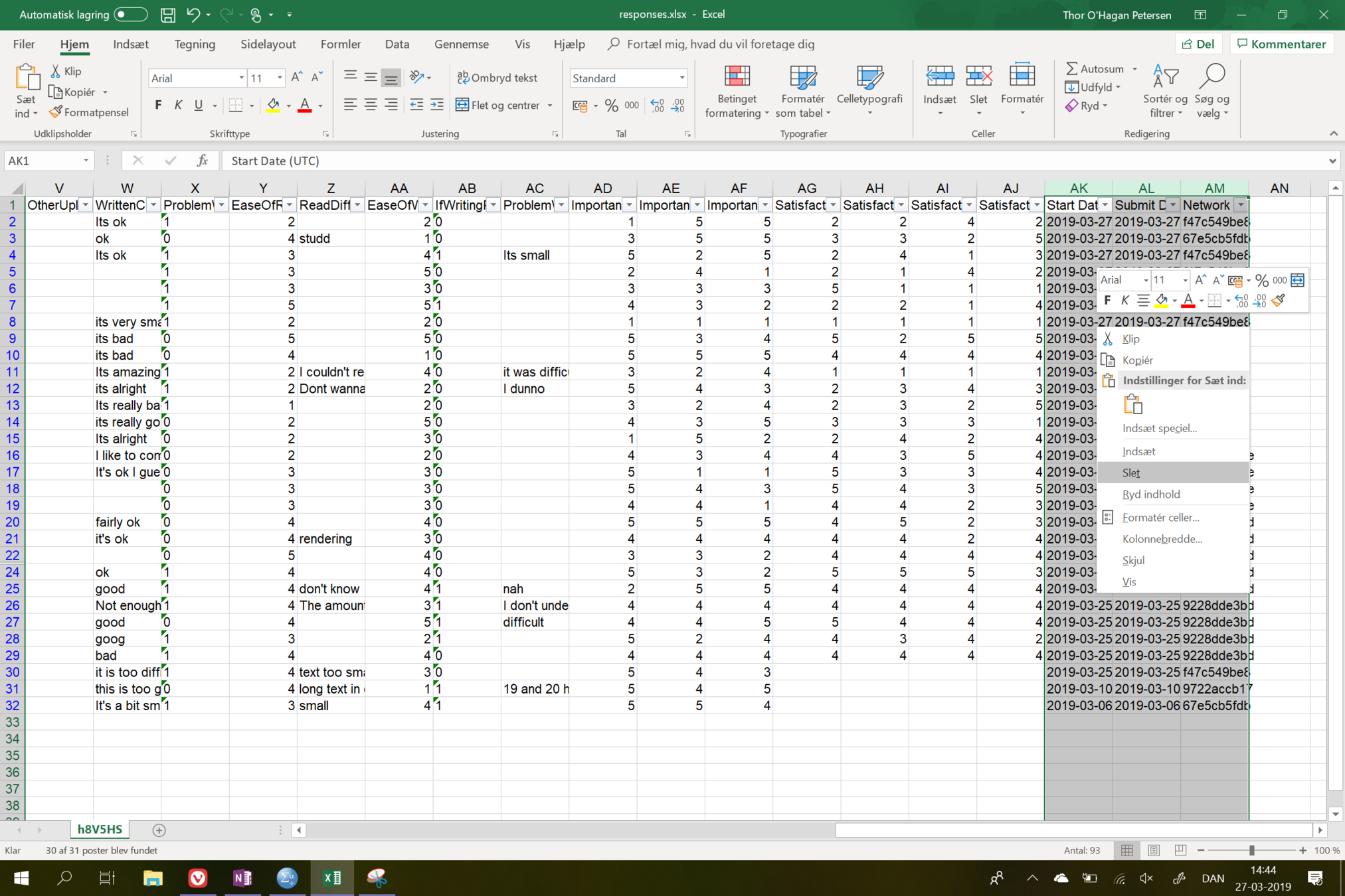 Cleaning Survey Data Cleaning Survey Data