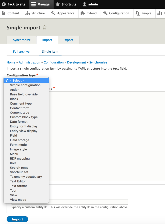 D8 Configuration Workflow