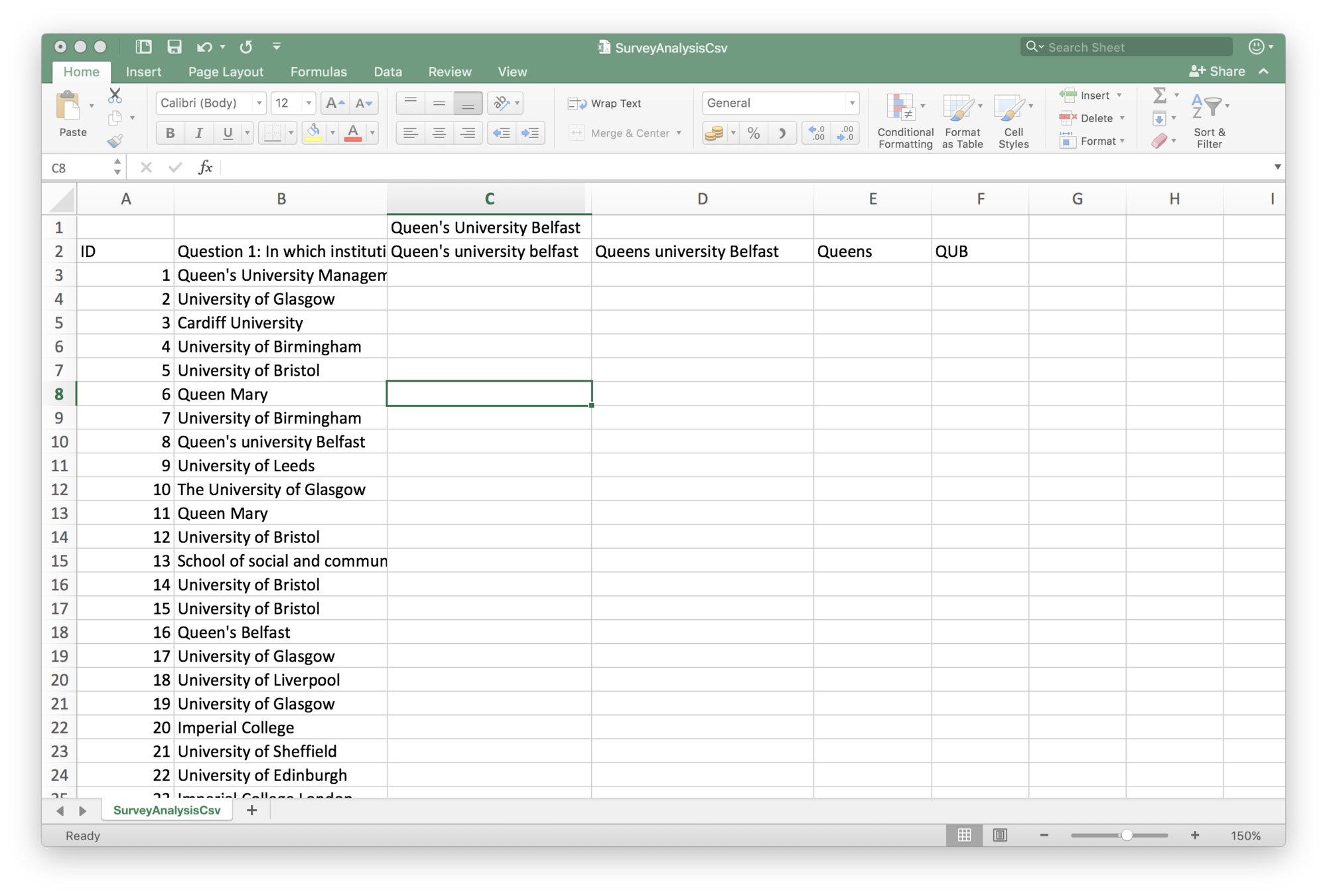 Data Organisation in Spreadsheets