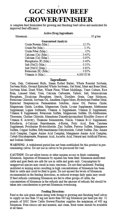 Gerald Grain Center - Feed: GGC Show Beef Grower/Finisher