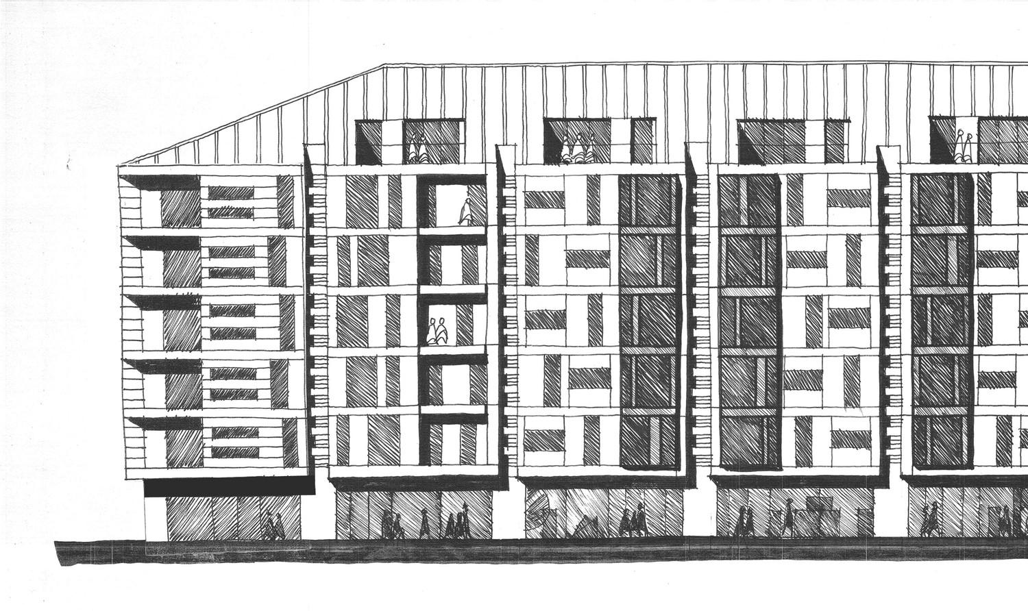Apartment Building Design Drawing