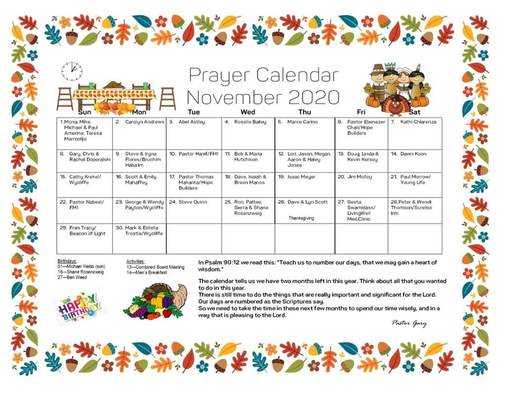 Community Bible Church of Huntington Beach | Prayer Calendar