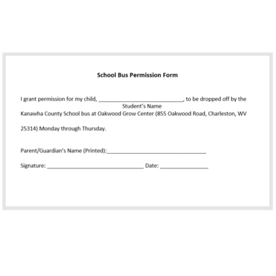 Oakwood Baptist Church WV | Bus Driver Note Template