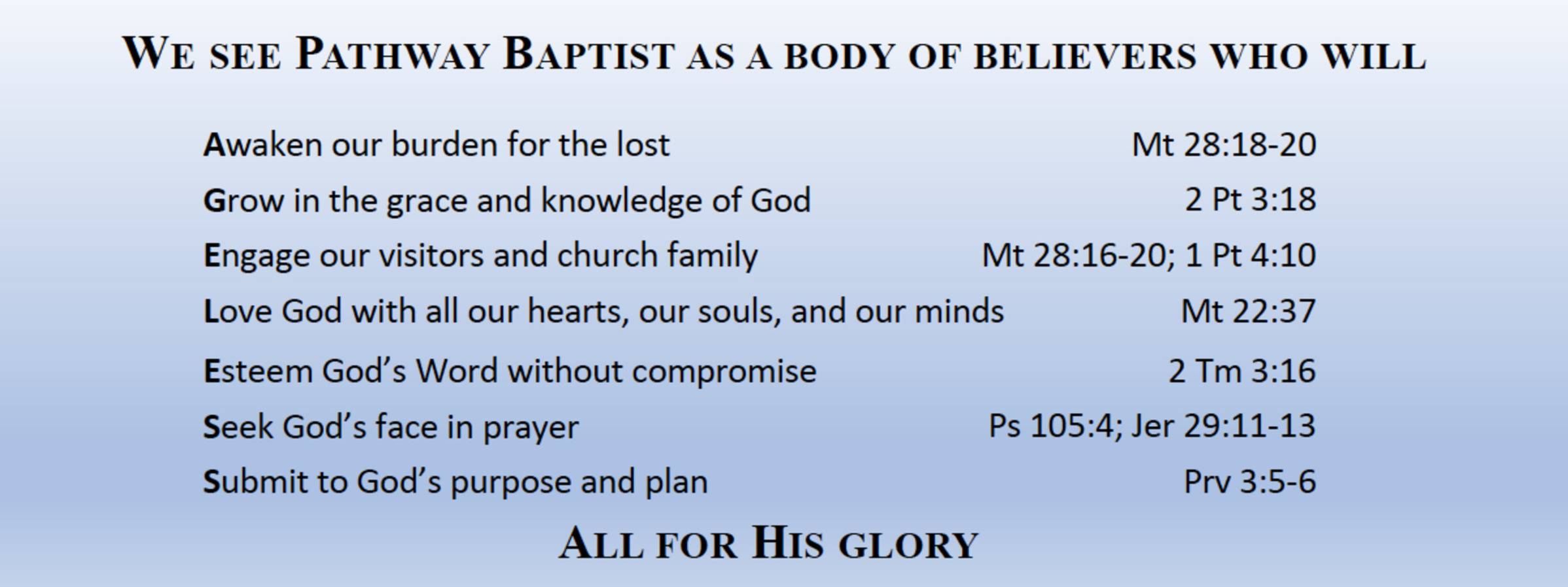 Pathway Baptist Church | Our Vision