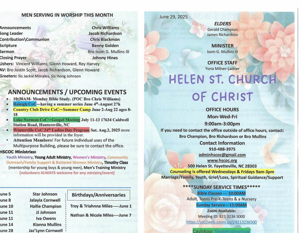 Helen St. Church of Christ | June 29, 2025