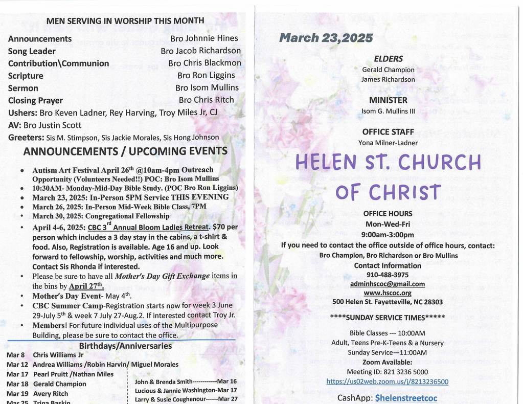 Helen St. Church of Christ | March 23, 2025