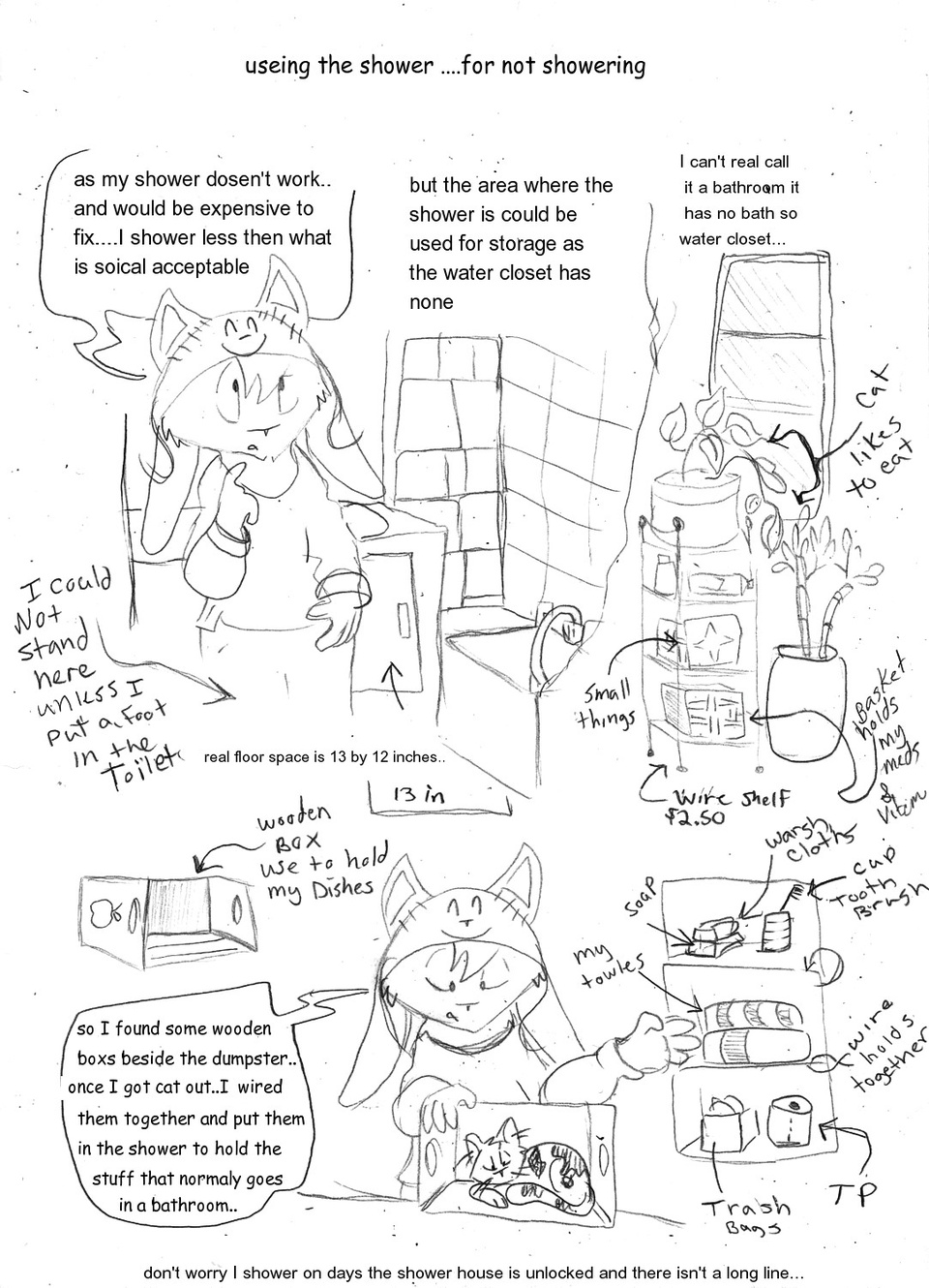 how to be homeless on The Duck : using the shower for not showering