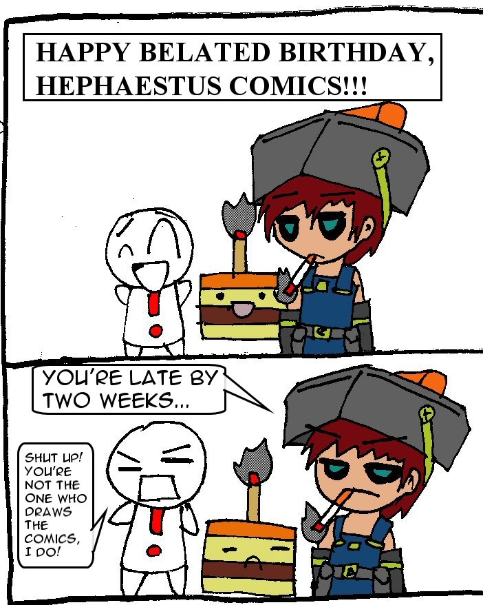 Hephaestus on The Duck : Happy Belated Birthday, Hephaestus comics!