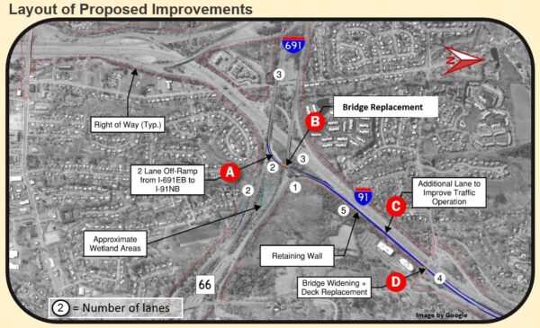 Phase One – In Construction – I-91/I-691/Route 15 Interchange