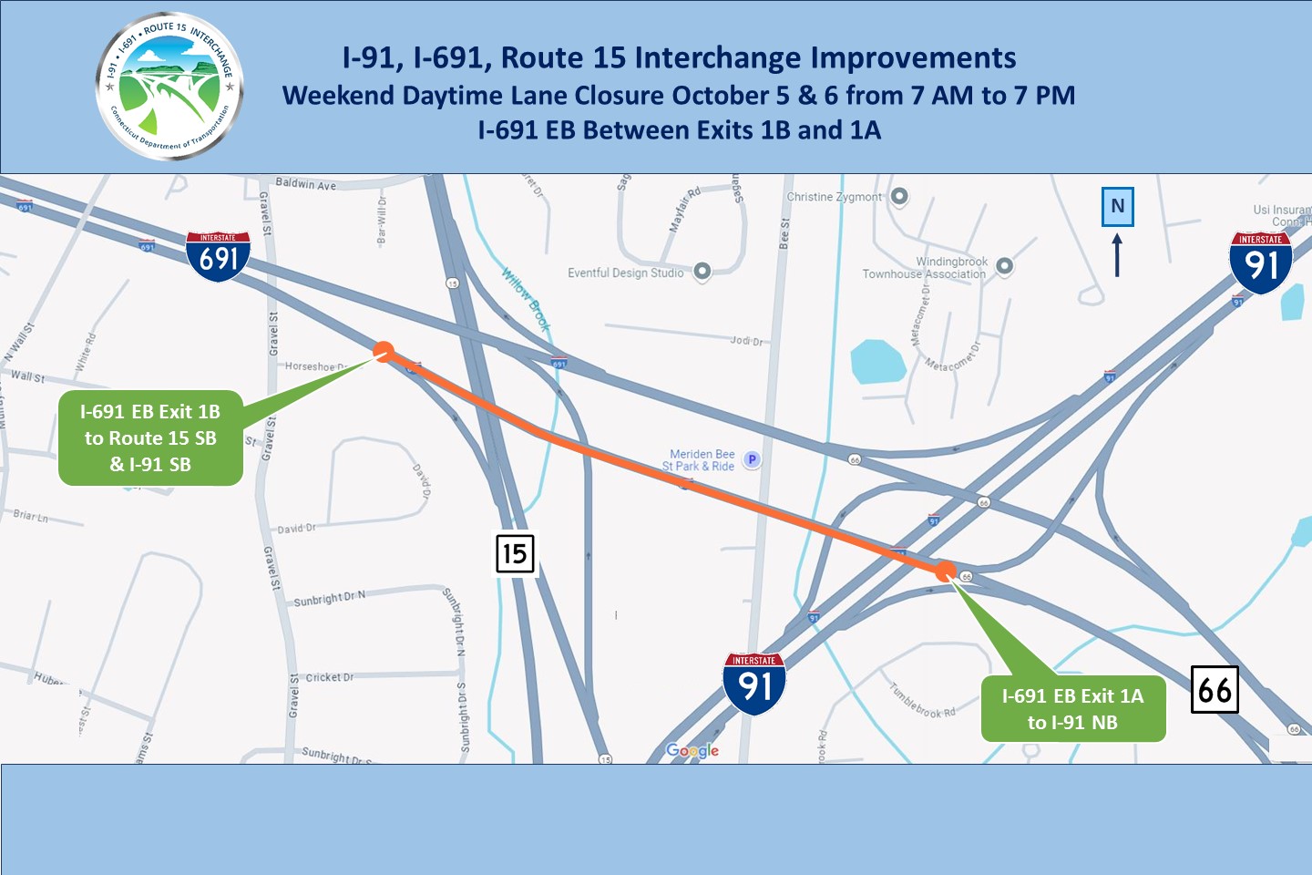 Phase 1: Daytime Weekend Lane Closures on I-691 EB October 5 & 6 – I-91 ...