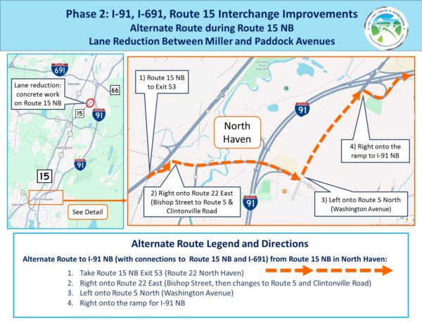 Phase 2: Lane Closure on Route 15 Northbound: Alternate Routes ...