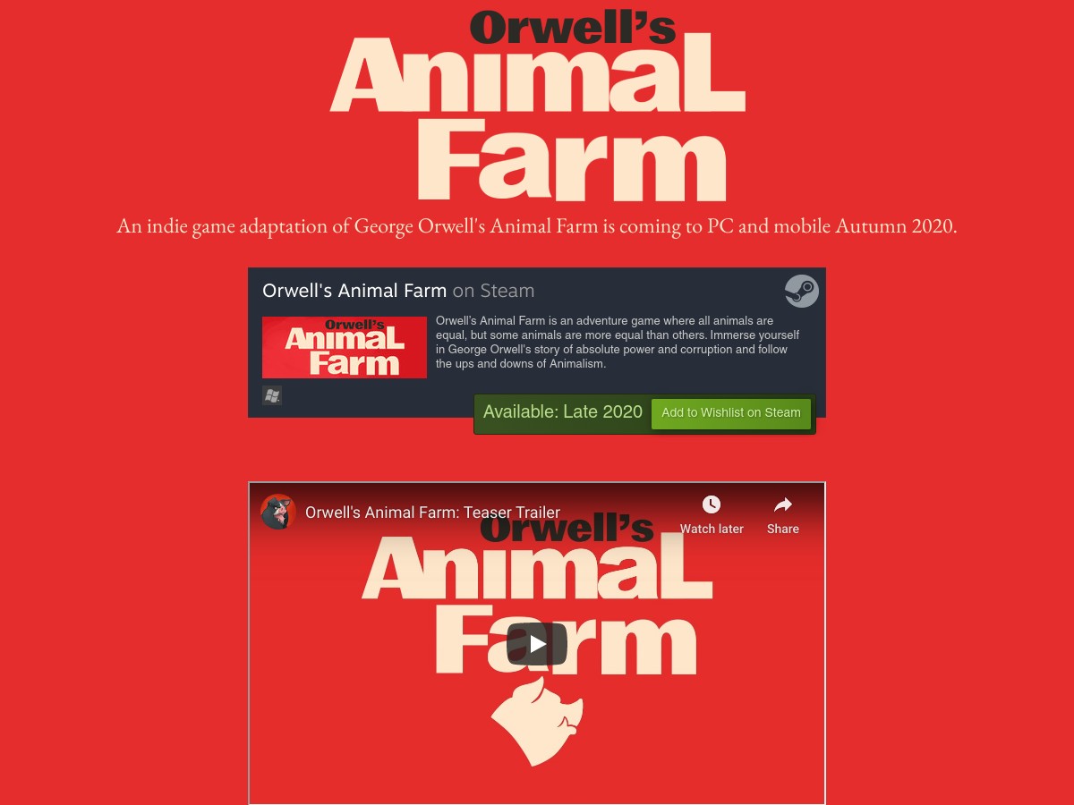 Animal Farm - A game adaptation of Orwell's classic novel