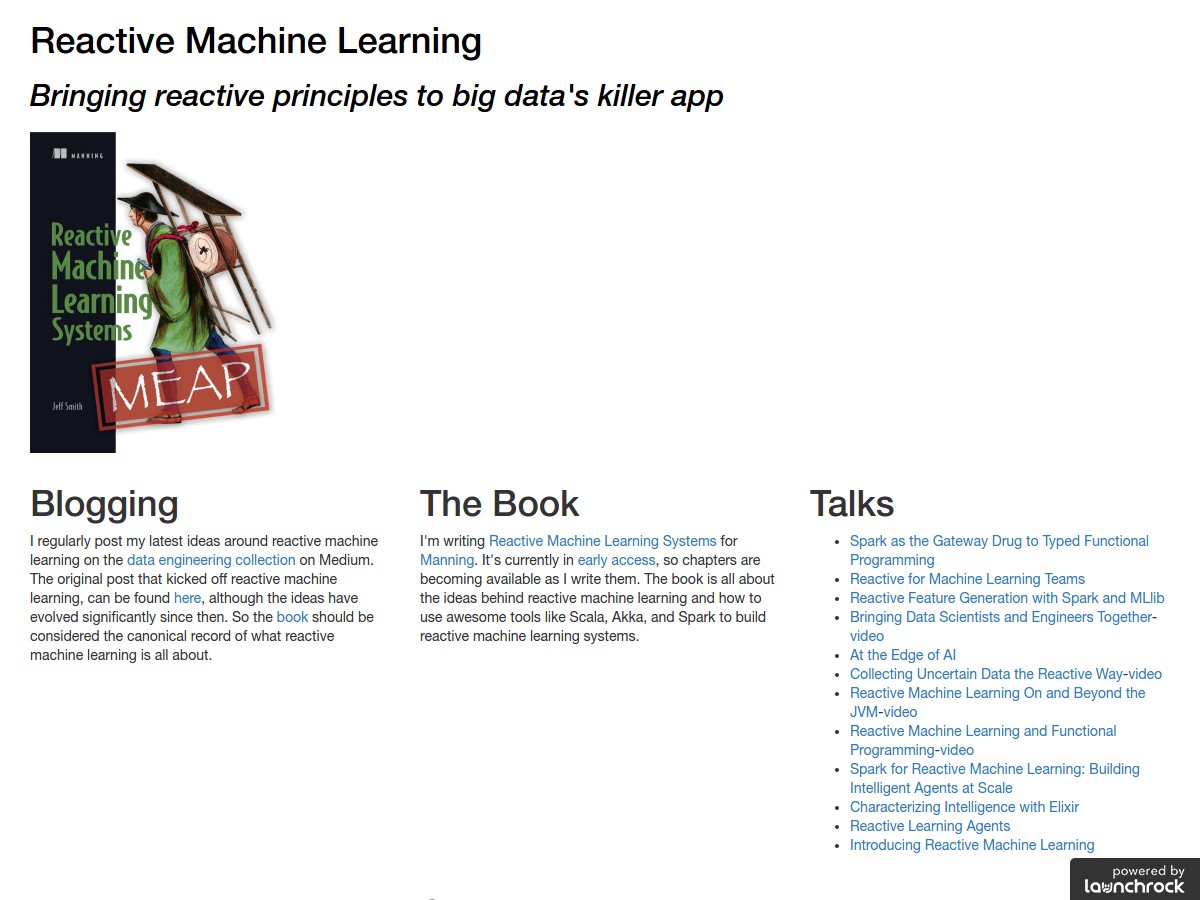 Reactive Machine Learning | Bringing reactive principles to big data's killer app