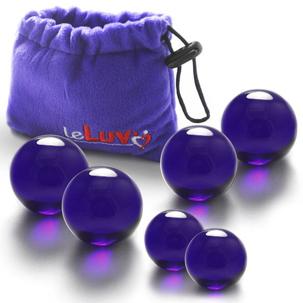 LeLuv Glass Ben-Wa Balls Classic Vaginal Exercisers with Premium Padded ...