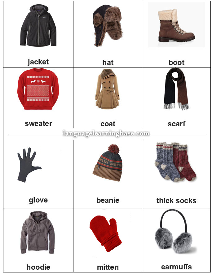 Vocabulary For Winter Clothes Winter Activities Learn English Vocabulary For Winter Clothes Winter Activities Learn English