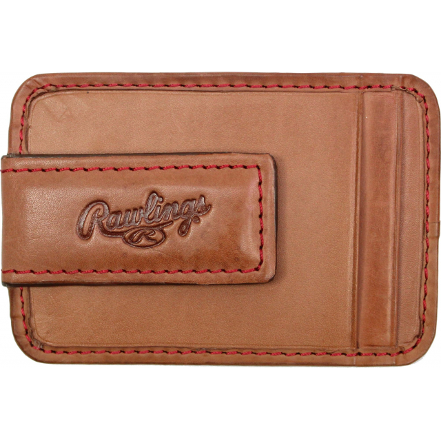 Rawlings / Baseball Stitch Leather Front Pocket Magnetic Wallet