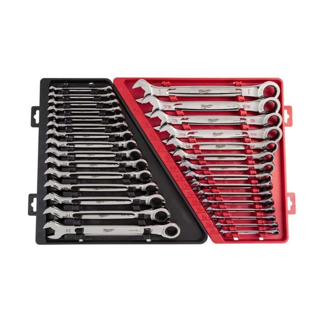 Milwaukee Tool / SAE/Metric Combination Ratcheting Wrench Mechanics Tool Set (30-Piece)