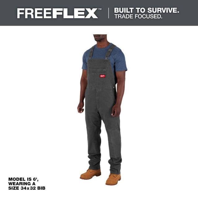 Milwaukee Tool / Men's Gray 34 in. x 34 in. FREEFLEX Unlined Bib Overalls