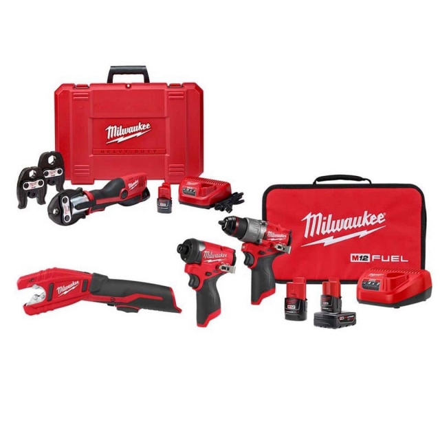 Milwaukee Tool / M12 12-Volt Lithium-Ion Force Logic Cordless Press Tool Kit with M12 FUEL Combo ...