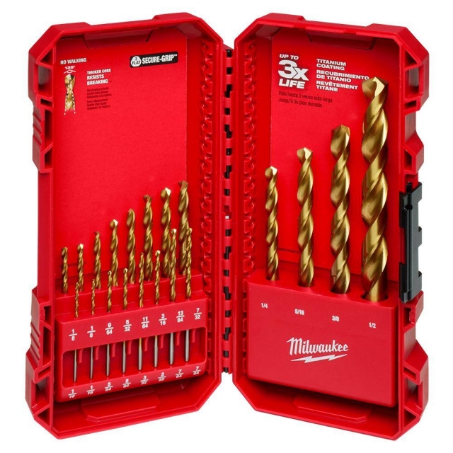 Milwaukee Tool / SHOCKWAVE IMPACT DUTY Titanium Twist Drill Bit Set (21 ...