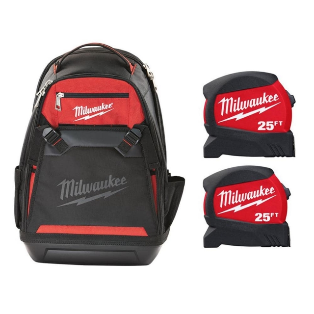 Milwaukee Tool / Jobsite Backpack with 25 ft. x 1.2 in. Compact Wide ...