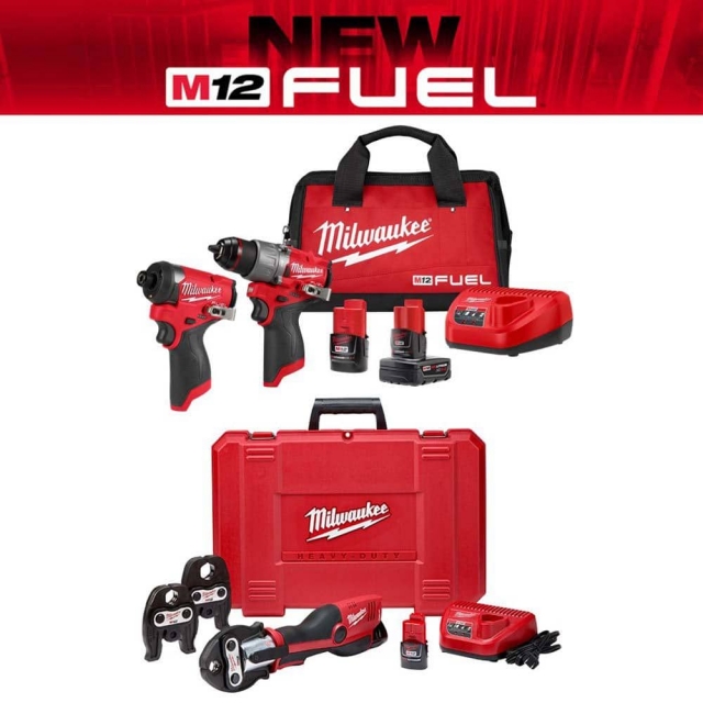 Milwaukee Tool / M12 12-Volt Lithium-Ion Force Logic Cordless Press Tool Kit (3 Jaws Included ...