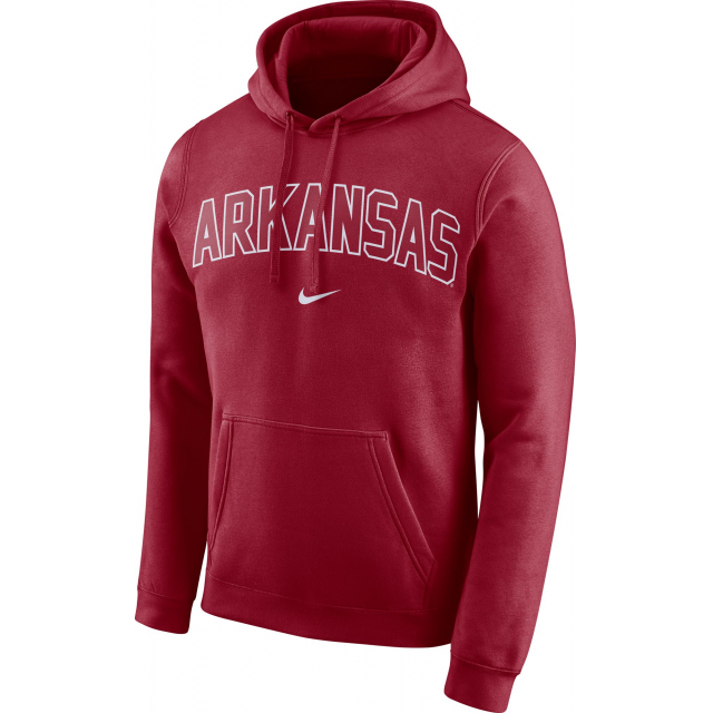 Nike / Men's Arkansas Razorbacks Cardinal Club Arch Pullover Fleece Hoodie
