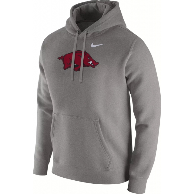 Nike / Men's Arkansas Razorbacks Grey Club Fleece Pullover Hoodie
