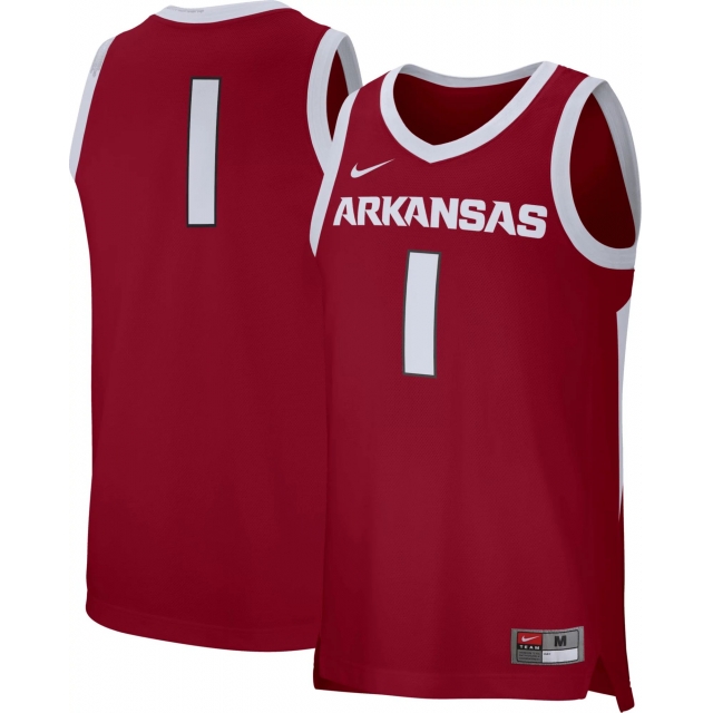 Nike / Men's Arkansas Razorbacks #1 Cardinal Replica Basketball Jersey