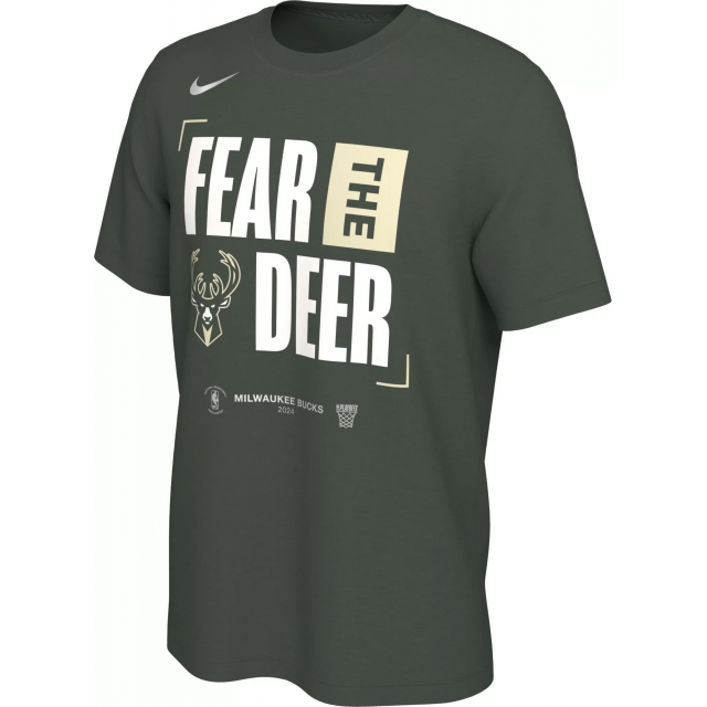 Nike / Youth Milwaukee Bucks "Fear The Deer" 2024 NBA Playoffs Mantra T ...