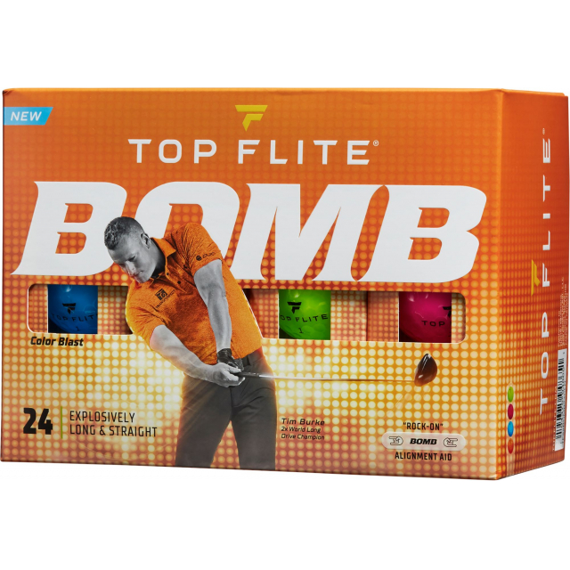 Top Flite Brand / 2022 BOMB Color Blast Golf Balls - 24 Pack
