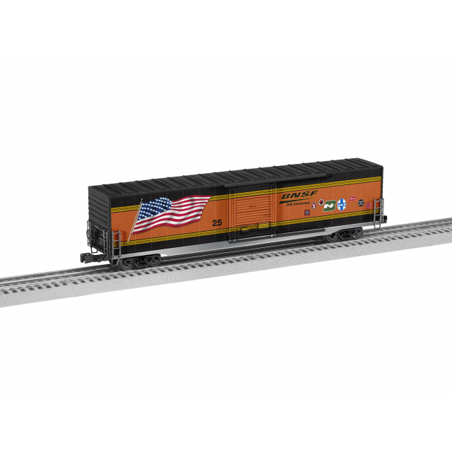 Lionel Trains / O Lighted Flag Boxcar Bnsf