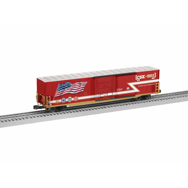 Lionel Trains / O Lighted Flag Boxcar Csx Fire