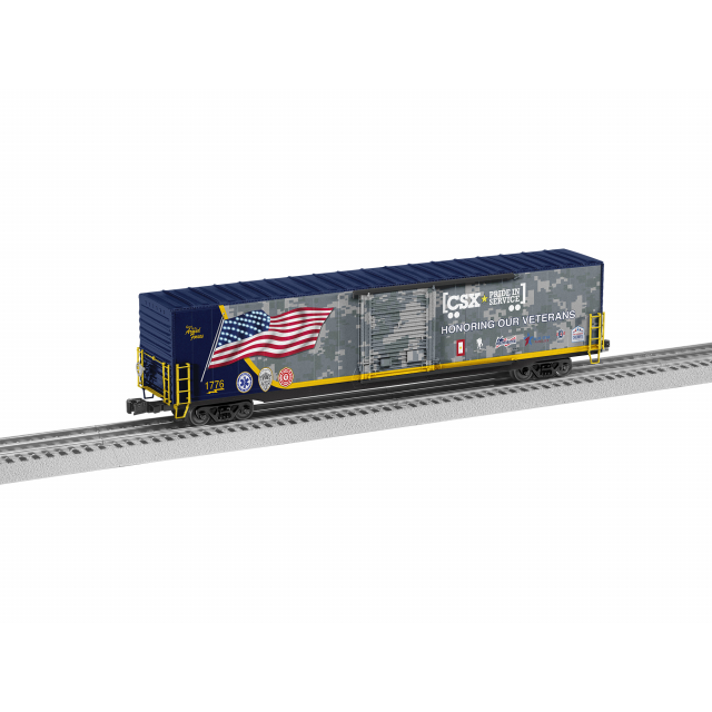 Lionel Trains / O Lighted Flag Boxcar Csx Veterans