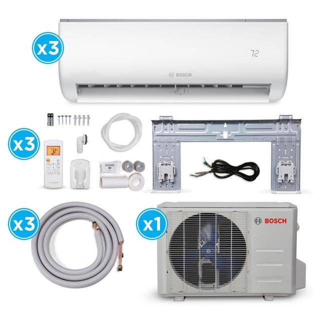 Bosch / Max Performance ENERGY STAR 3-Zone 27,000 BTU 2.25 Ton Ductless ...